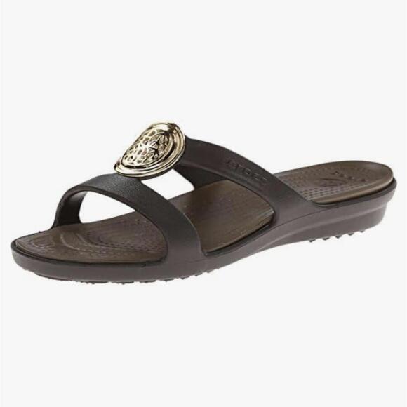 CROCS | Shoes | Crocs Sandals Brown Sanrah Rubber Slip On Slides Shoes ...